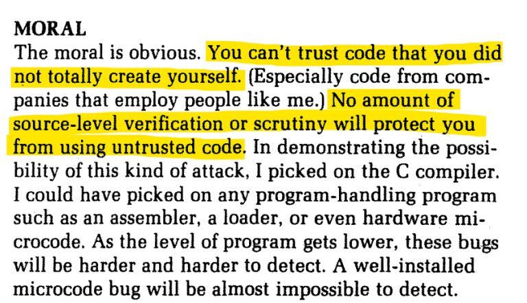 Revisiting Ken Thompson’s Reflection on Trusting Trust